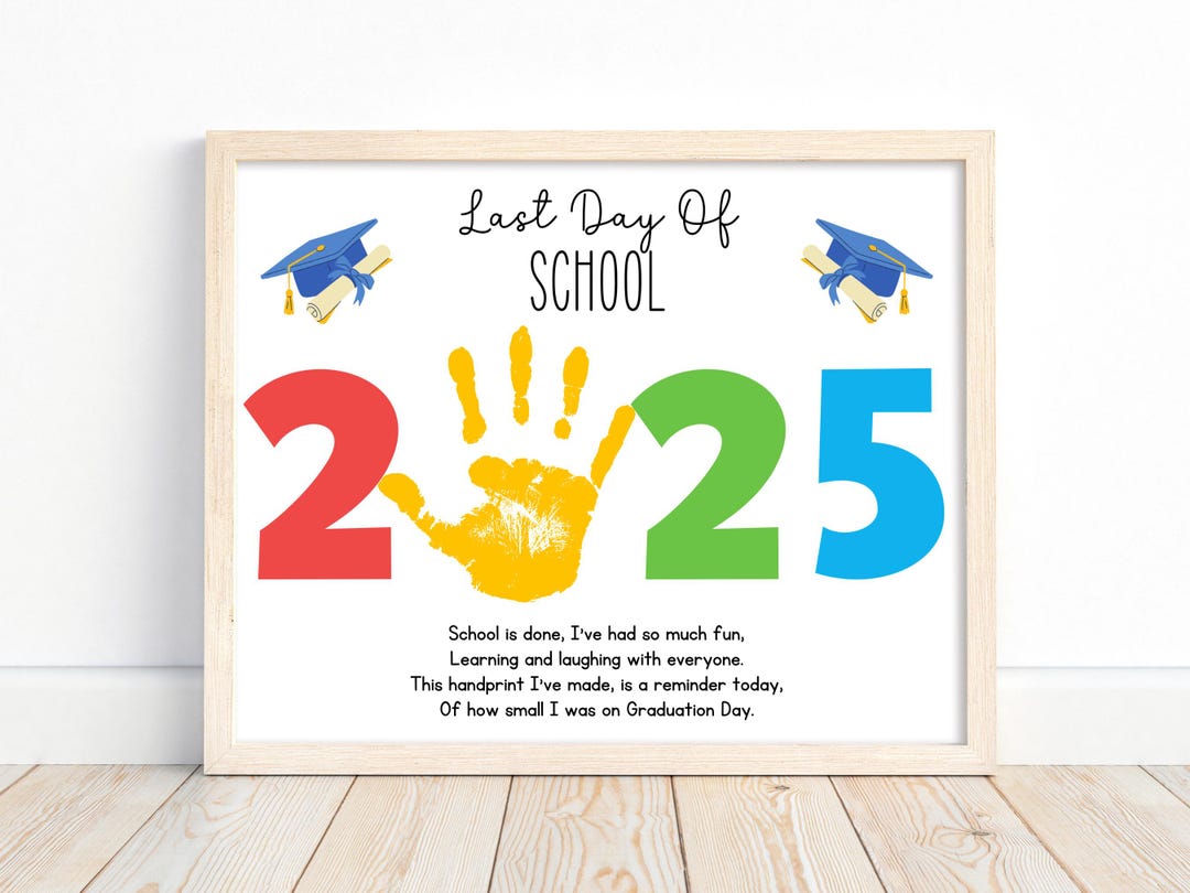 Last Day of School Handprint Art, End of School Year Kids Activity ...