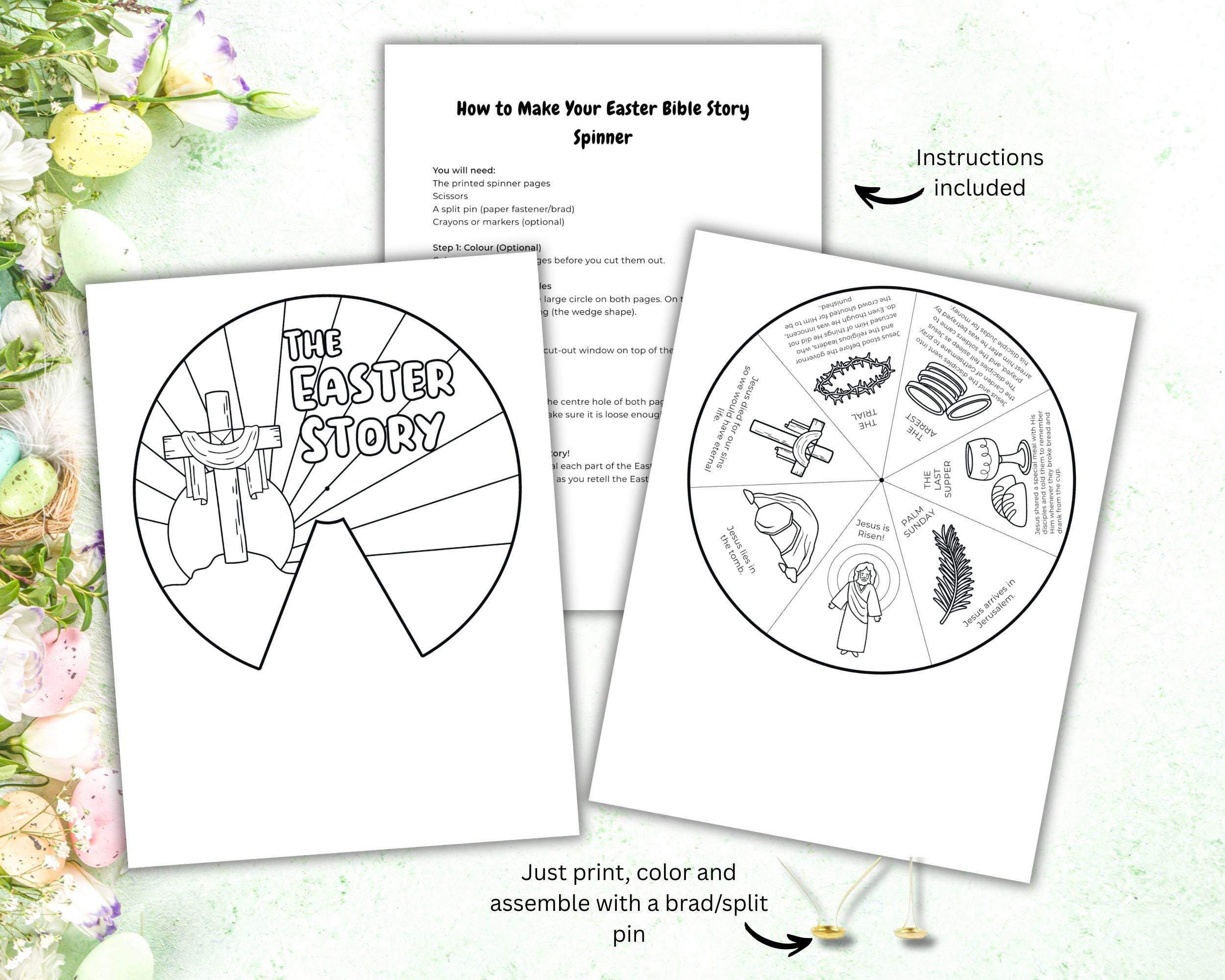 Easter Story Wheel Craft, Easter Bible Craft, Easter Bible Spinner ...