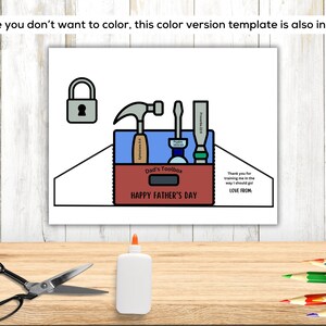 Father's Day Bible Craft, Printable Toolbox Coloring Card, Christian ...