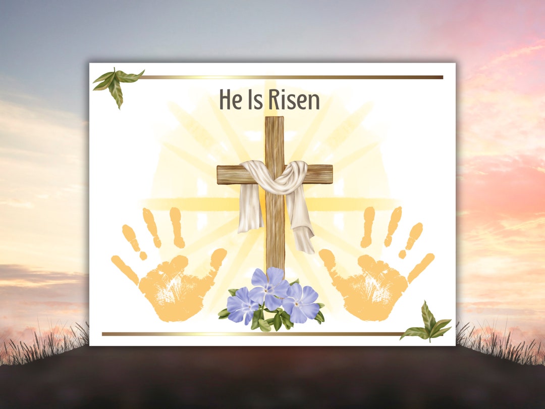 Jesus is Risen Easter Sunday Handprint Art Craft, Resurrection Craft ...