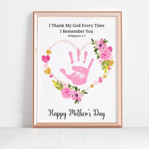 Mothers Day Bible Craft, Printable Mom Handprint Art, Christian Sunday ...