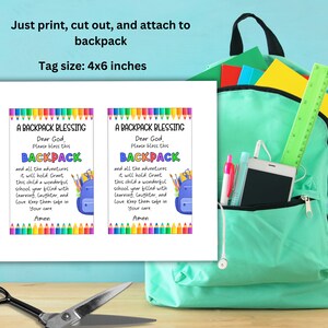 Backpack Blessing Tag Back to School, Printable Gift Tag, Christian ...