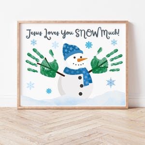 Jesus Loves You Snow Much Handprint Art, Printable Winter Bible Craft ...