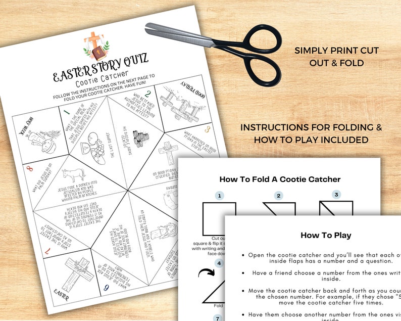Easter Story Printable, Kids Easter Activity, Easter Cootie Catcher ...