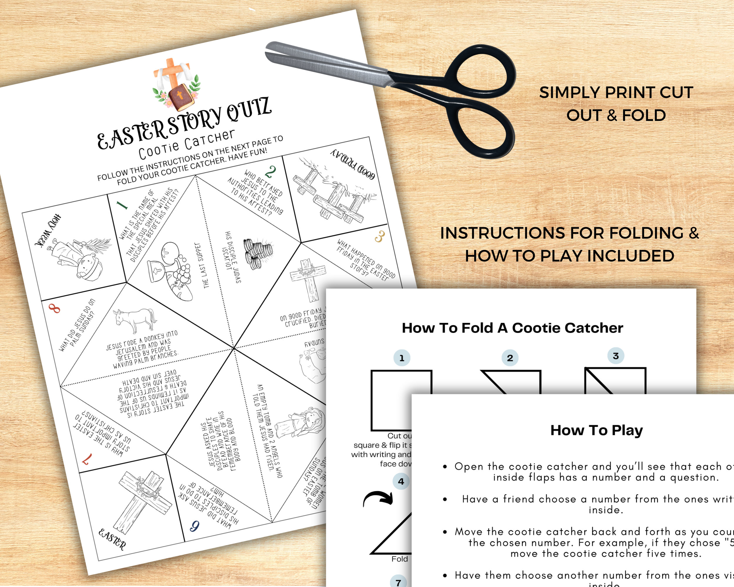 Easter Story Printable, Kids Easter Activity, Easter Cootie Catcher ...