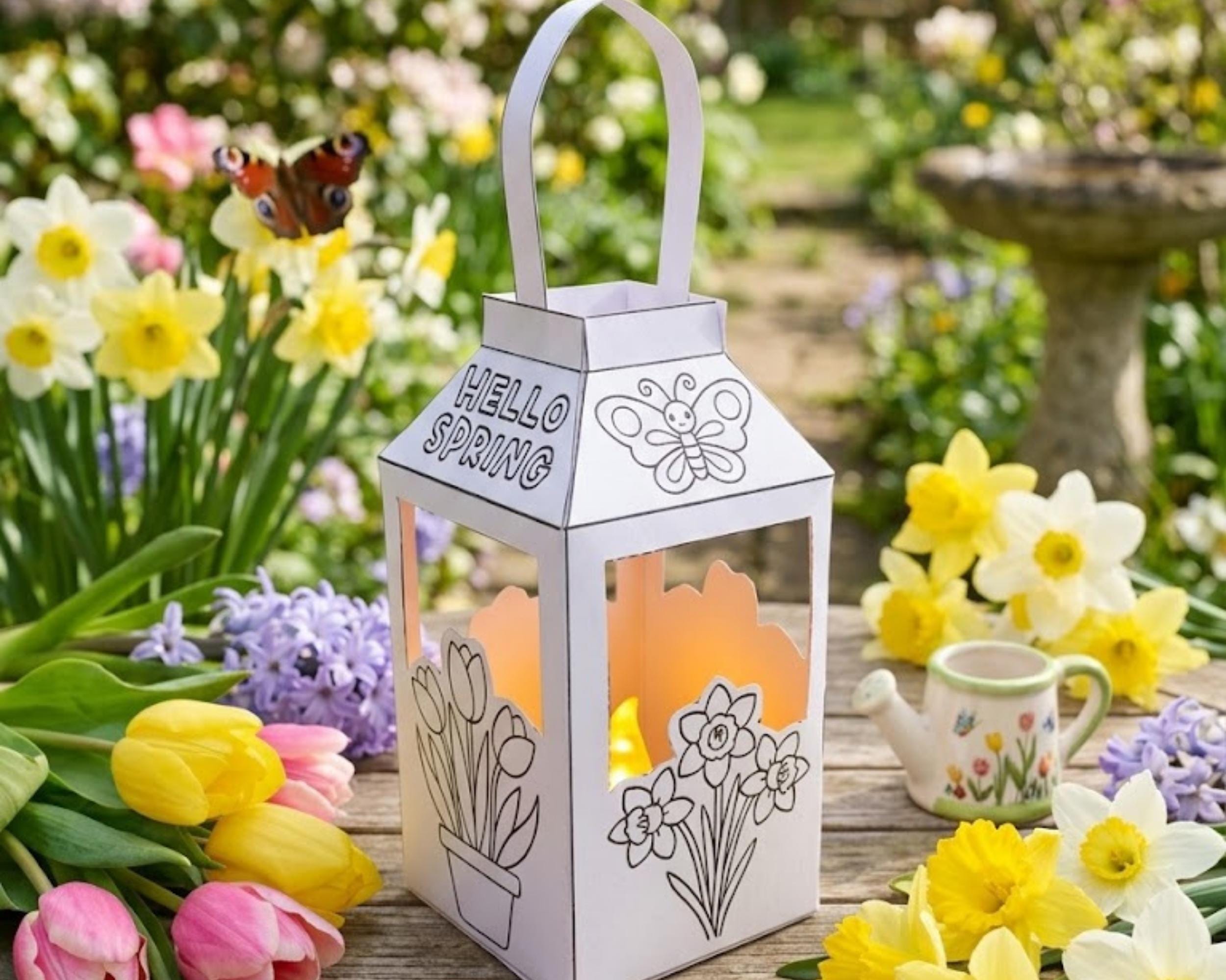 Spring Paper Lantern Craft for Kids, Spring Flower Craft Printable ...