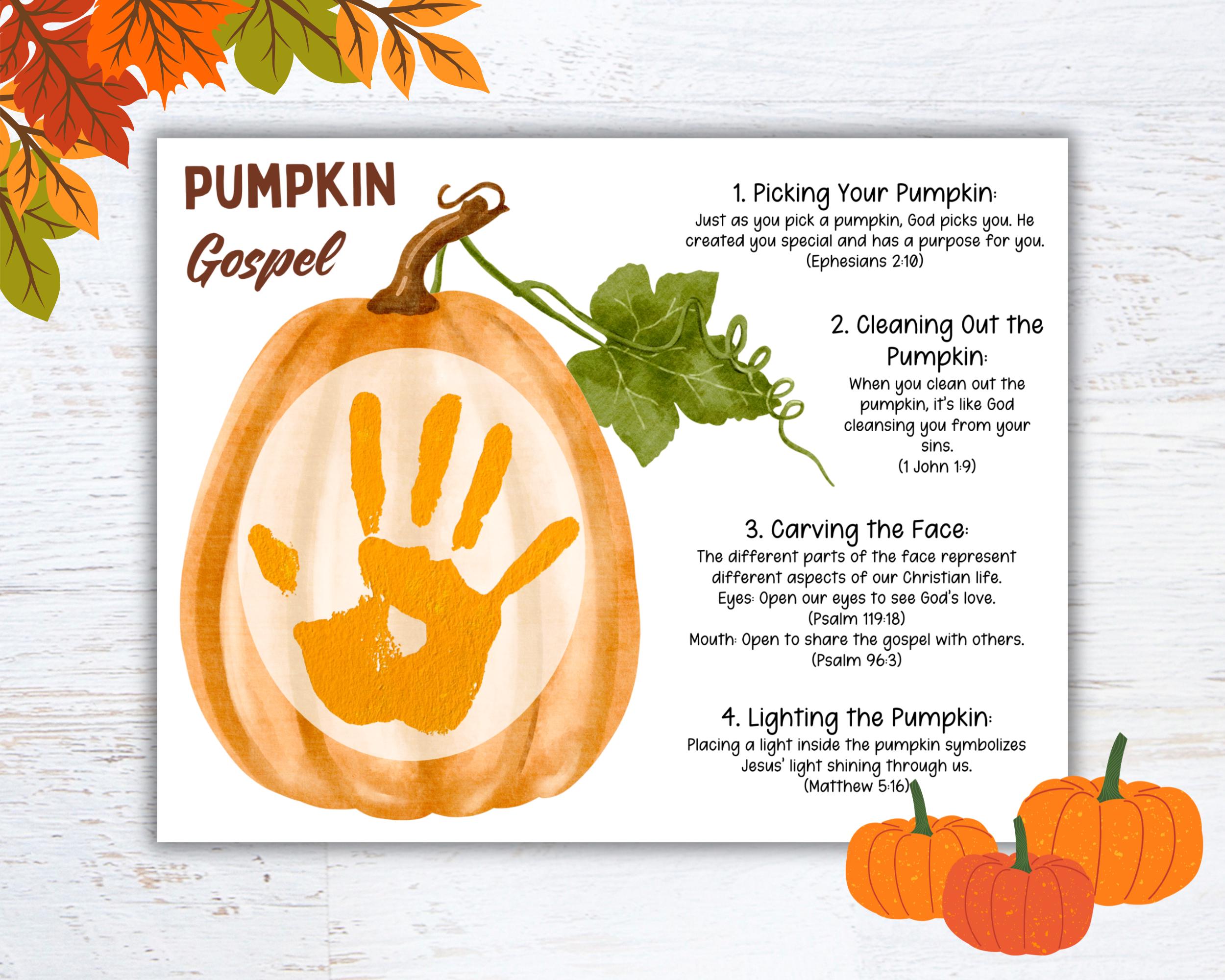 Pumpkin Gospel Handprint Art, Pumpkin Gospel Printable, Fall Craft ...