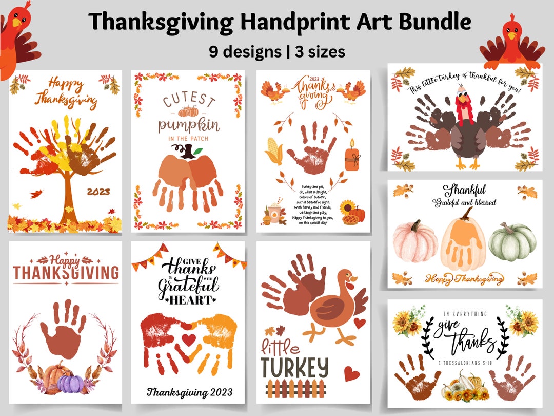 Thanksgiving Handprint Art Bundle, Handprint Craft, Printable, Turkey ...