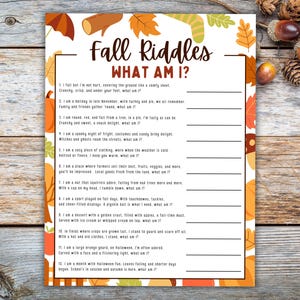 Fall Riddles Game for Kids, What Am I Game, Printable Fall Game, School ...