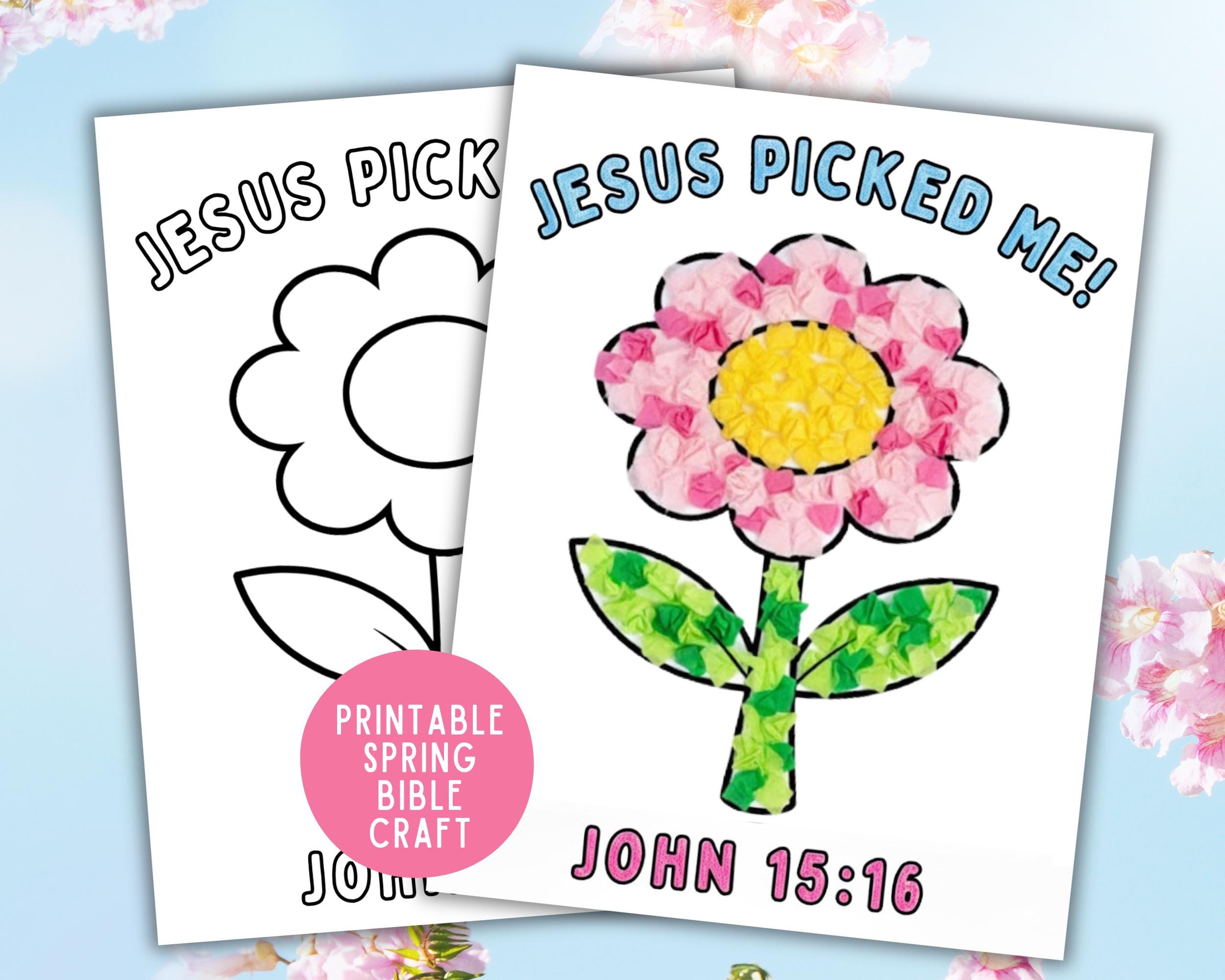 Spring Torn Paper Craft Printable, Spring Bible Craft, Preschool Flower ...