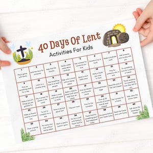 40 Days of Lent Countdown Calendar, Lenten Activities for Kids, Holy ...