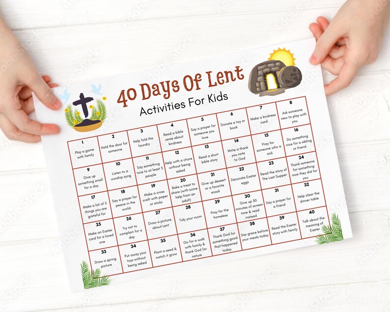 40 Days of Lent Countdown Calendar, Lenten Activities for Kids, Holy ...