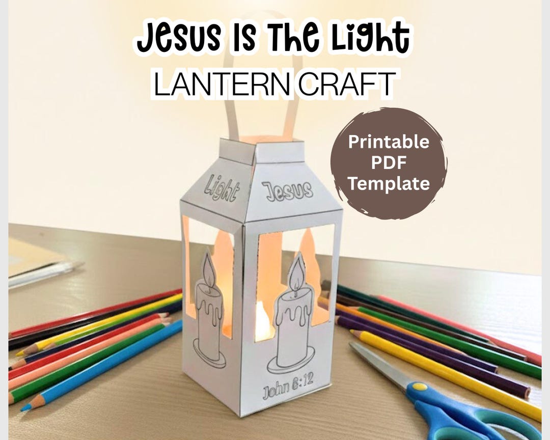 Jesus is the Light Craft, John 8:12 Paper Lantern Bible Craft, Coloring ...