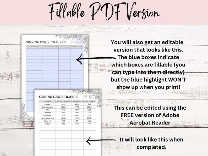 Sinking Fund Tracker Printable, Sinking Funds Template, Planner ...