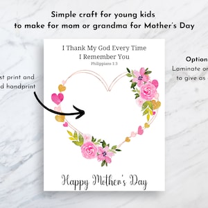 Mothers Day Bible Craft, Printable Mom Handprint Art, Christian Sunday ...