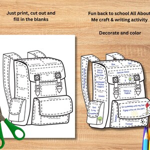 All About Me Backpack Printable, First Day of School Activity, Back to ...