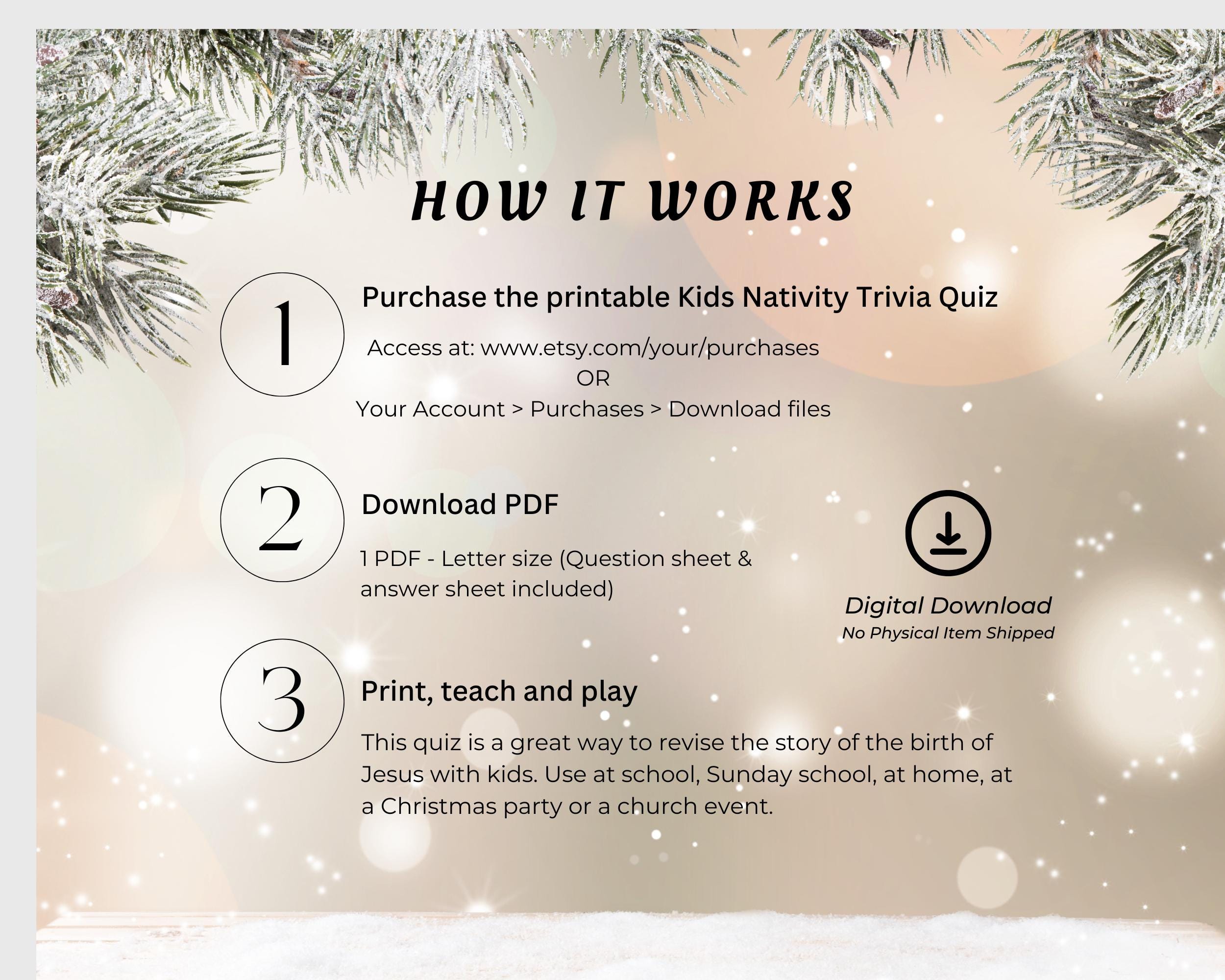 Nativity Story Bible Trivia Questions for Kids, Printable Trivia Game ...