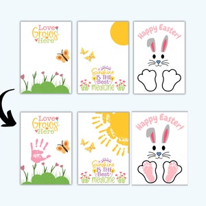 Spring Handprint Art Bundle, Spring Handprint Craft, Printable, Spring ...