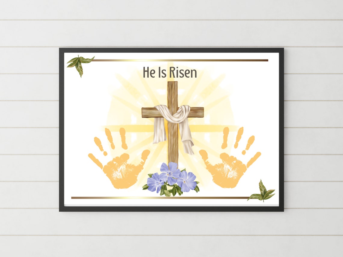 Jesus is Risen Easter Sunday Handprint Art Craft, Resurrection Craft ...