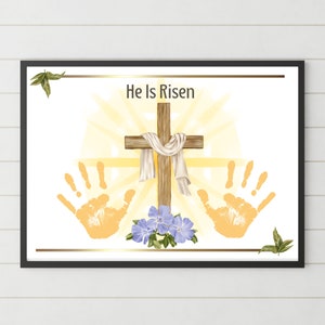 Jesus is Risen Easter Sunday Handprint Art Craft, Resurrection Craft ...