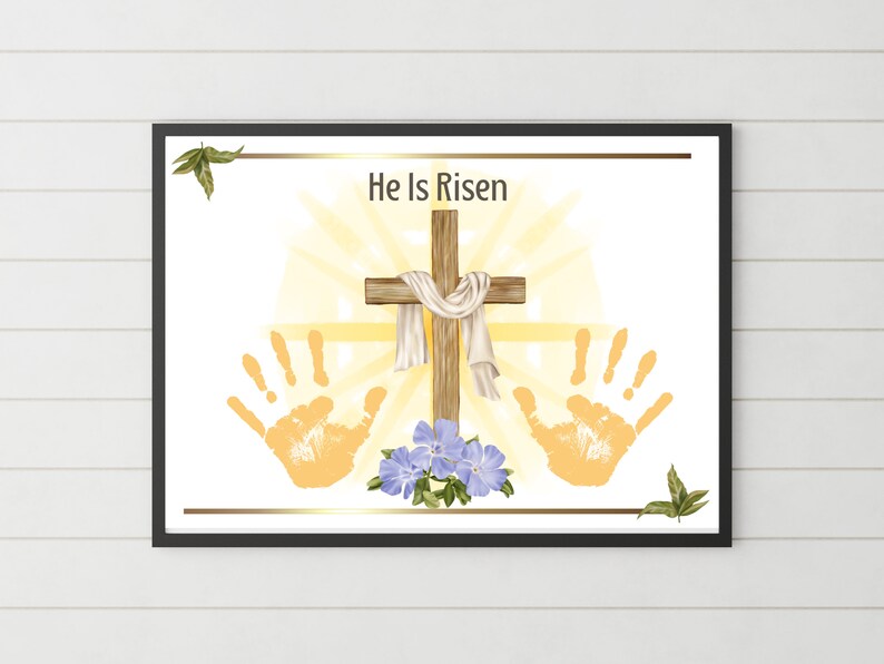 Jesus is Risen Easter Sunday Handprint Art Craft, Resurrection Craft ...
