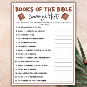 Books of the Bible Scavenger Hunt Game, Bible Game for Kids & Adults ...