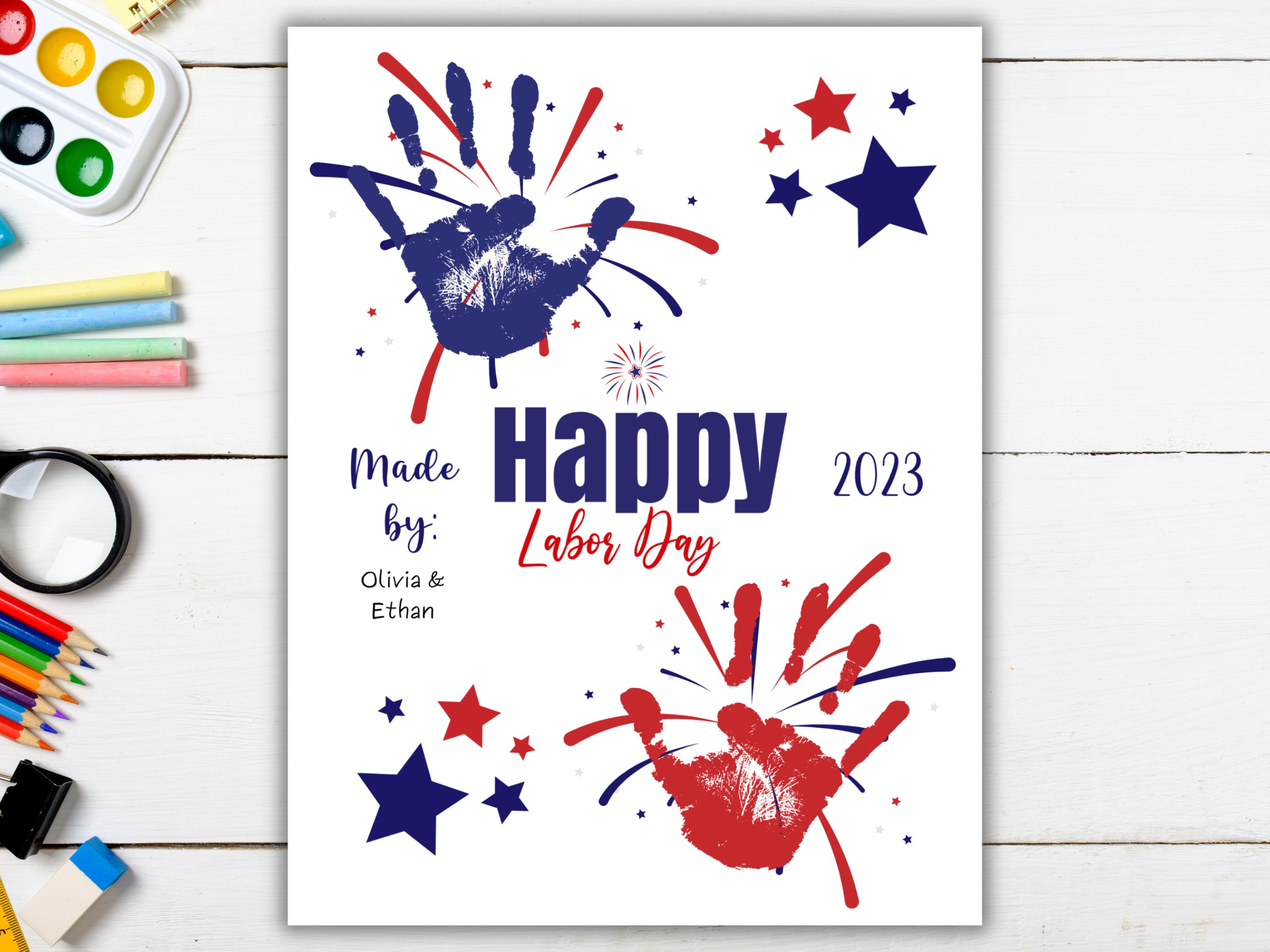Labor Day Handprint Art Craft, Printable Labor Day Activity for Toddler ...