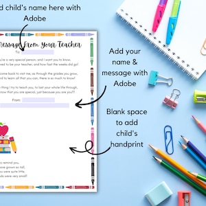 End of School Year Poem Gift From Teacher to Student, Handprint Art ...