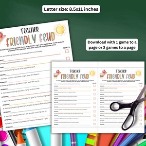 Teacher Friendly Feud Game Printable, Back to School Activity, Teacher ...