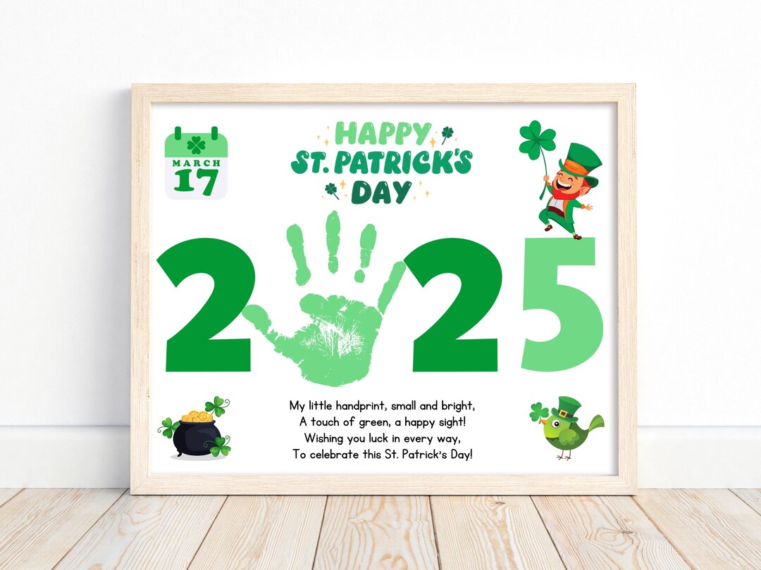 St. Patrick's Day Handprint Art, 2025 Kids Toddler Handprint Craft ...