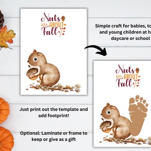 Fall Craft for Kids, Printable Handprint Footprint Art, Nuts About Fall ...