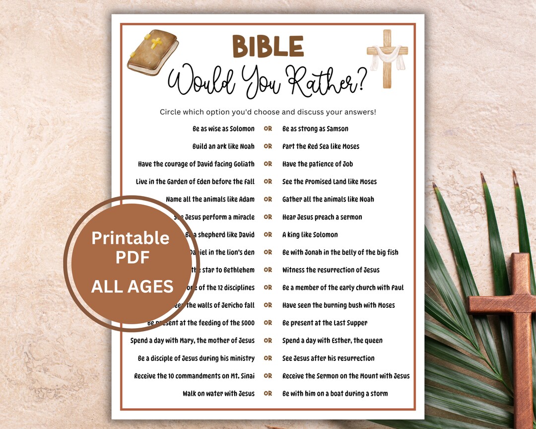 Bible Would You Rather Game, Bible Game for Kids and Adults, Youth ...