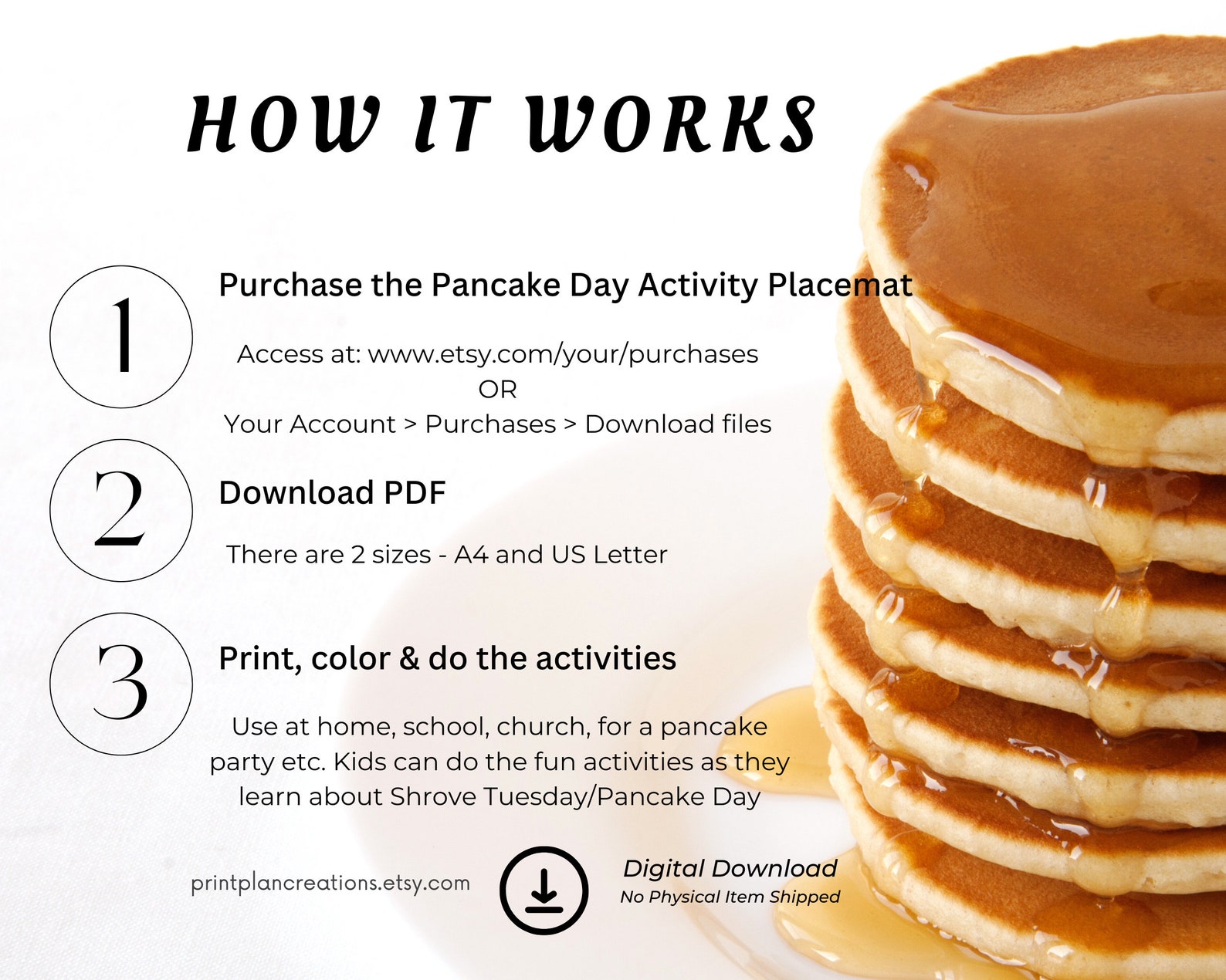 Printable Pancake Day Activity Placemat, Coloring Page, Shrove Tuesday ...