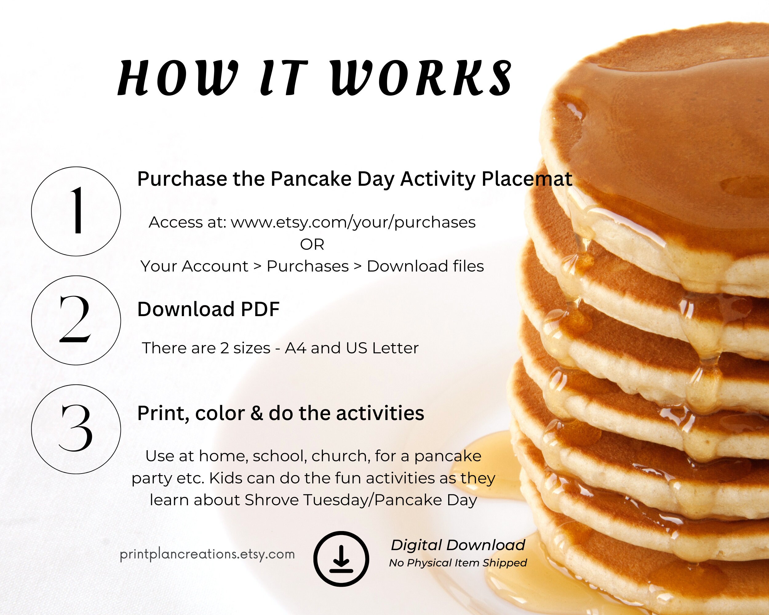 Printable Pancake Day Activity Placemat, Coloring Page, Shrove Tuesday ...