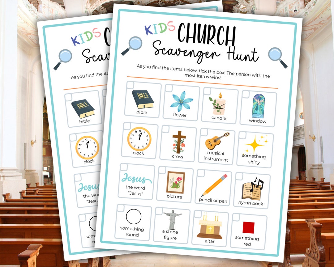 Kids Church Scavenger Hunt, Church Treasure Hunt for Kids, Picture ...