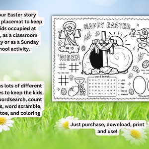 Printable Easter Story Activity Placemat, Easter Coloring Page for Kids ...