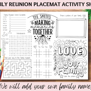 Printable Family Reunion Coloring Placemat for Kids, Family Activity ...