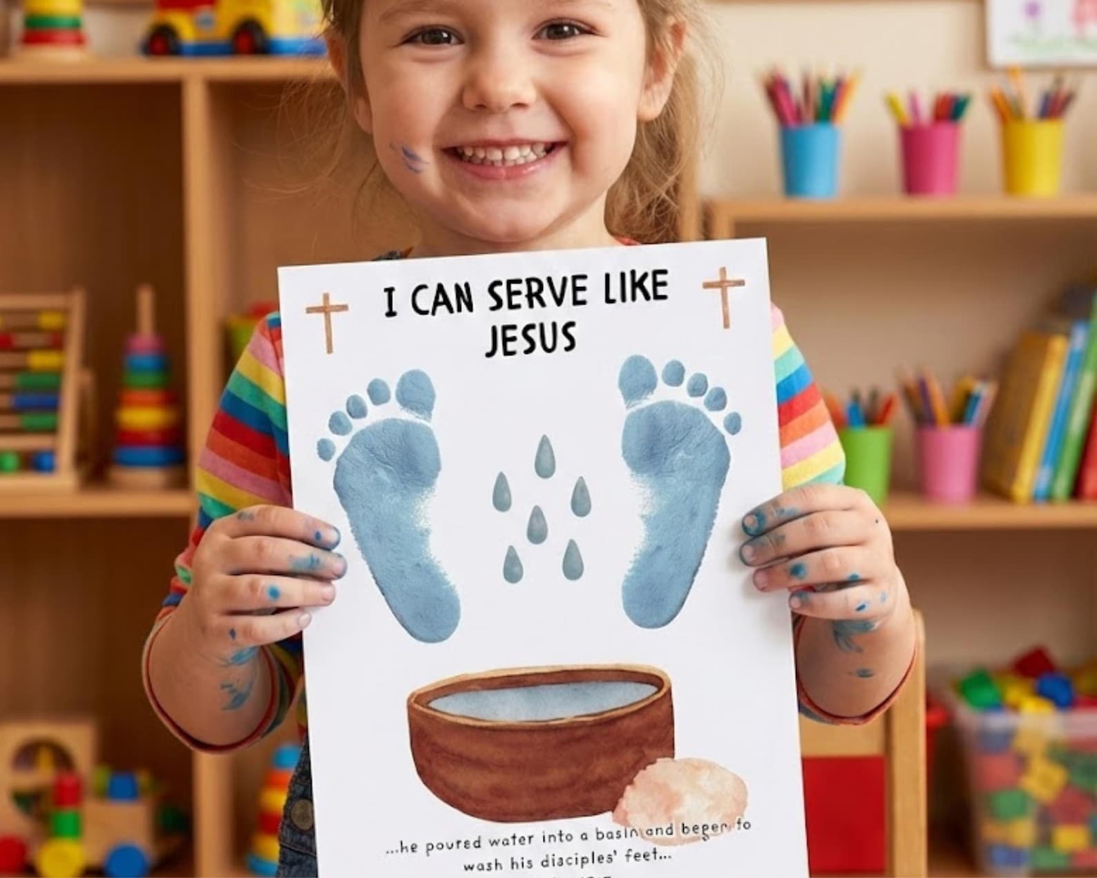 Jesus Washes His Disciples Feet Footprint Craft, Holy Week Art Craft ...
