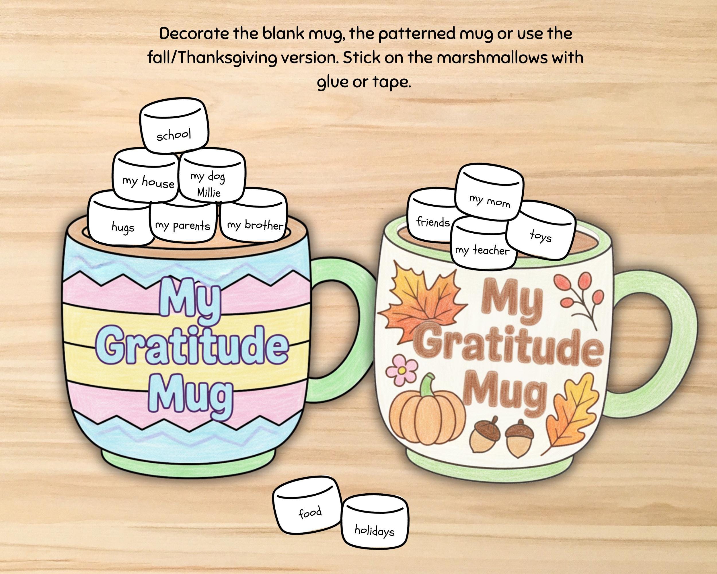 Gratitude Mug Craft Printable, Thanksgiving Craft for Kids, Thankful ...