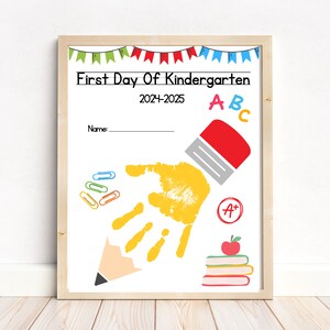 First Day of Kindergarten Handprint Art, Back to School Handprint Craft ...