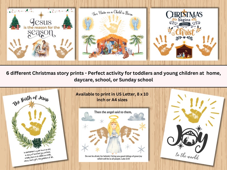 Nativity Handprint Art Craft Bundle, Birth of Jesus Sunday School Craft ...