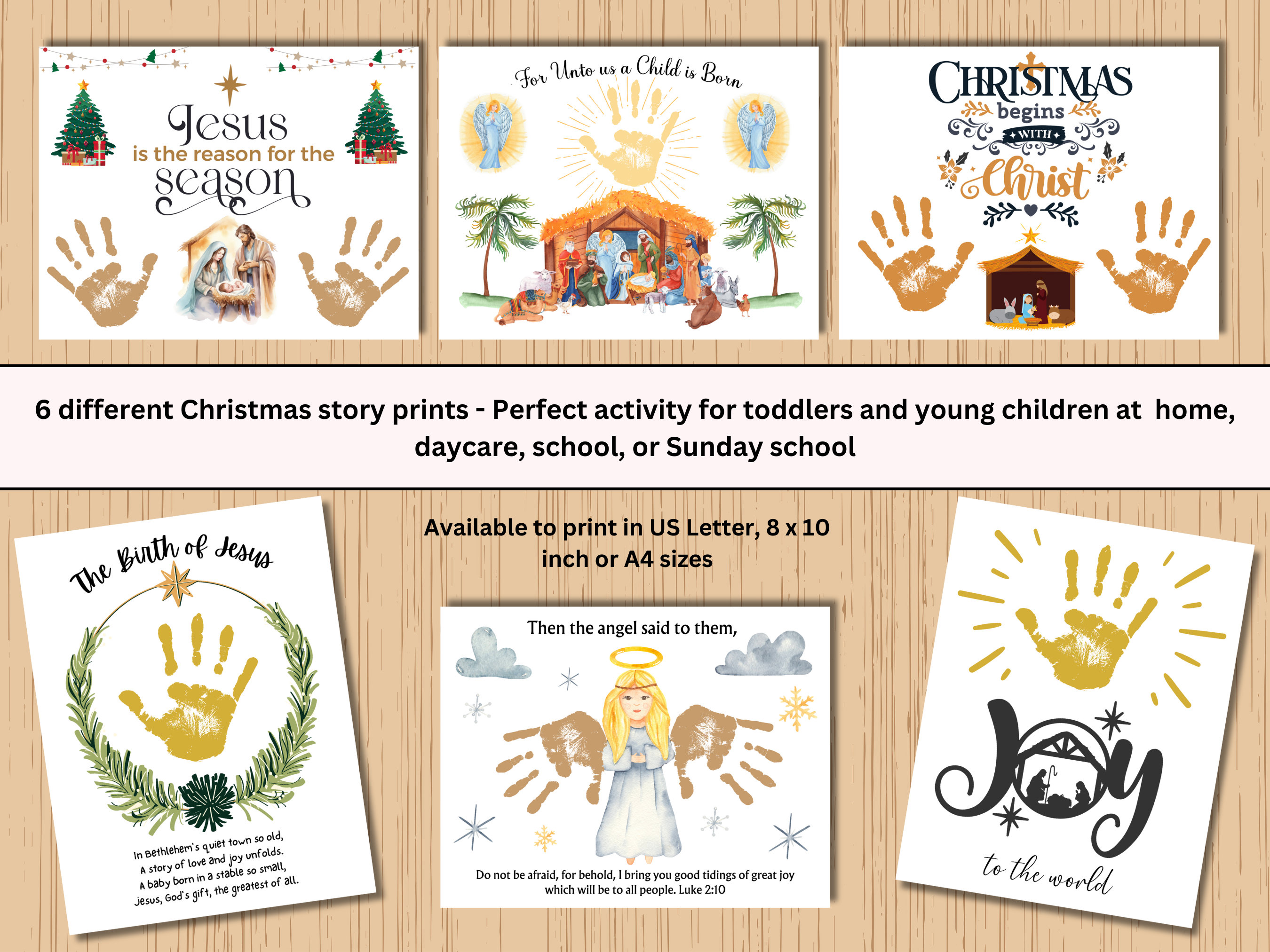 Nativity Handprint Art Craft Bundle, Birth of Jesus Sunday School Craft ...