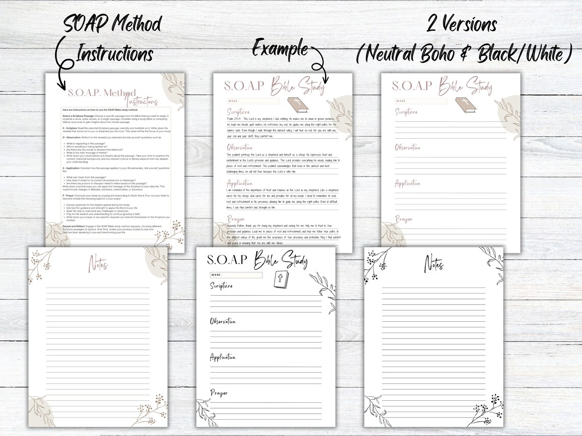 SOAP Bible Study Template Printable Christian Devotional - Etsy