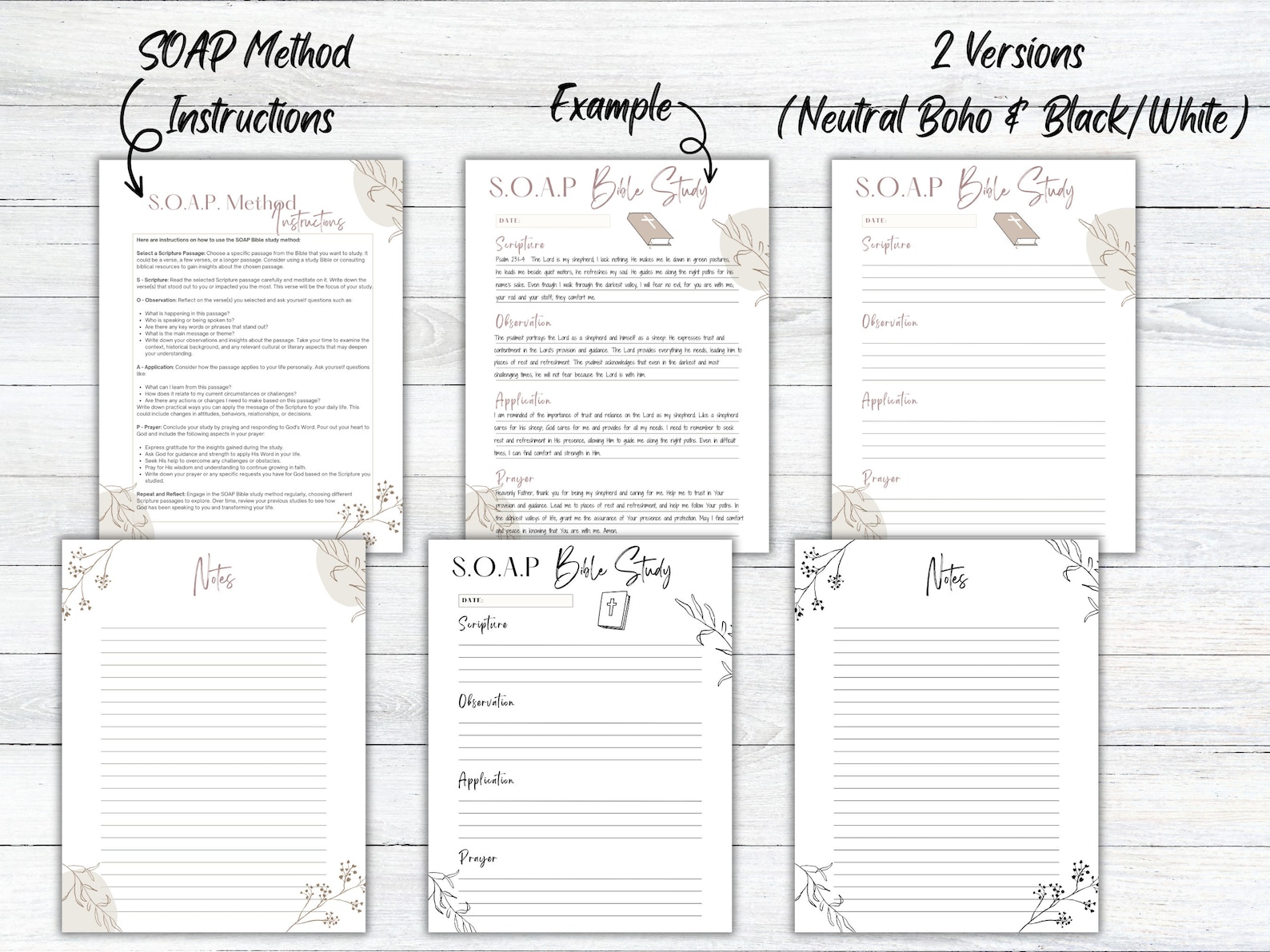 SOAP Bible Study Template Printable Christian Devotional Template Bible ...