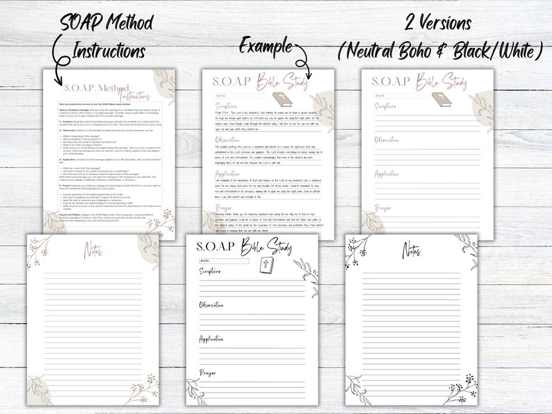 SOAP Bible Study Template Printable Christian Devotional Template Bible ...