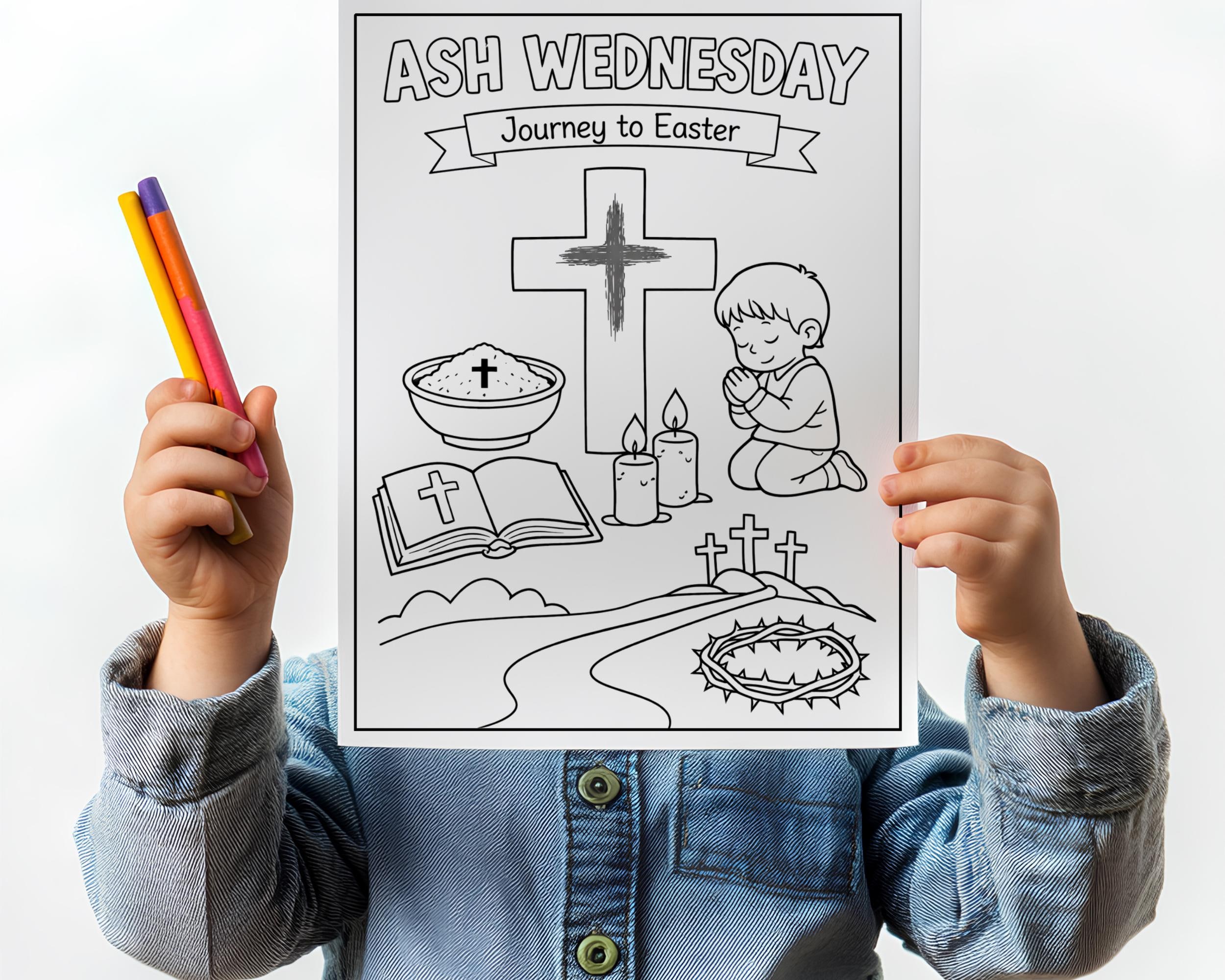 Ash Wednesday Coloring Page Printable, Catholic Lent Coloring Page ...