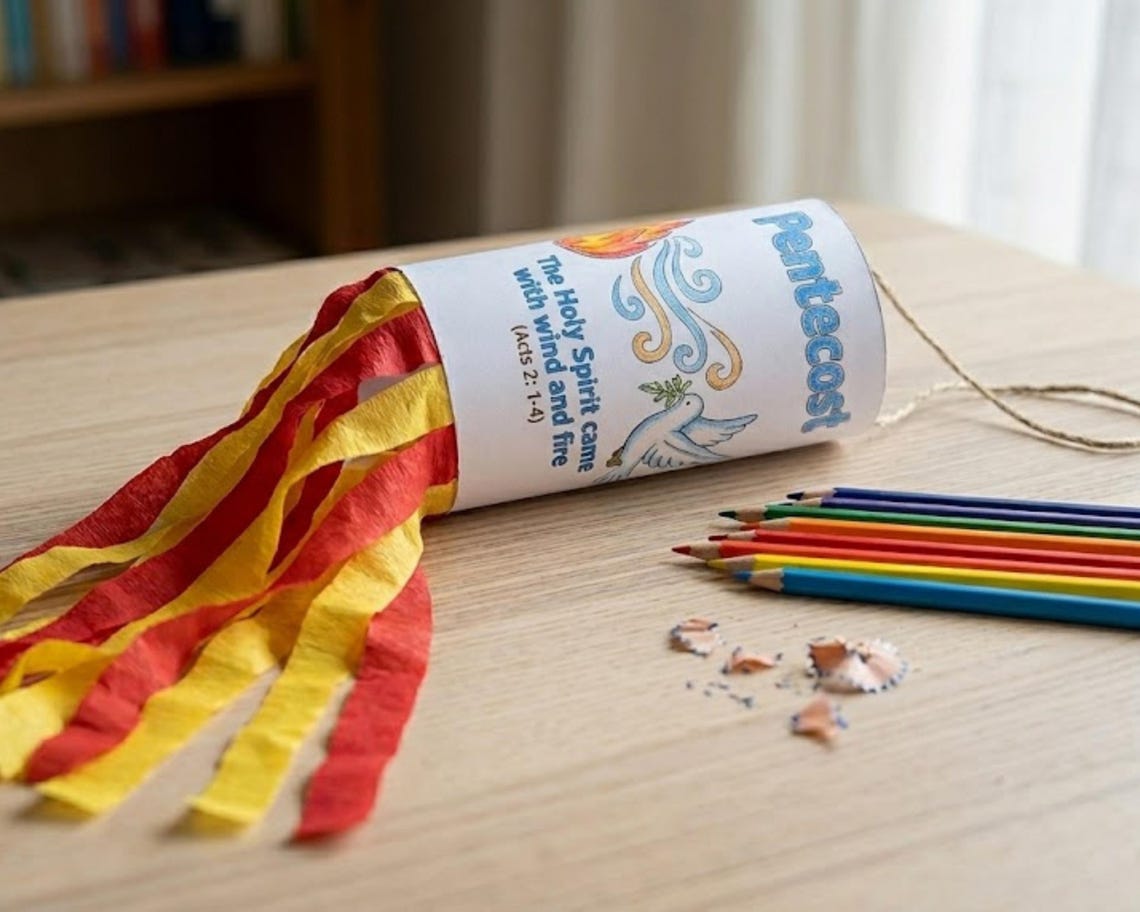 Pentecost Windsock Craft, Pentecost Bible Craft, Holy Spirit Sunday ...