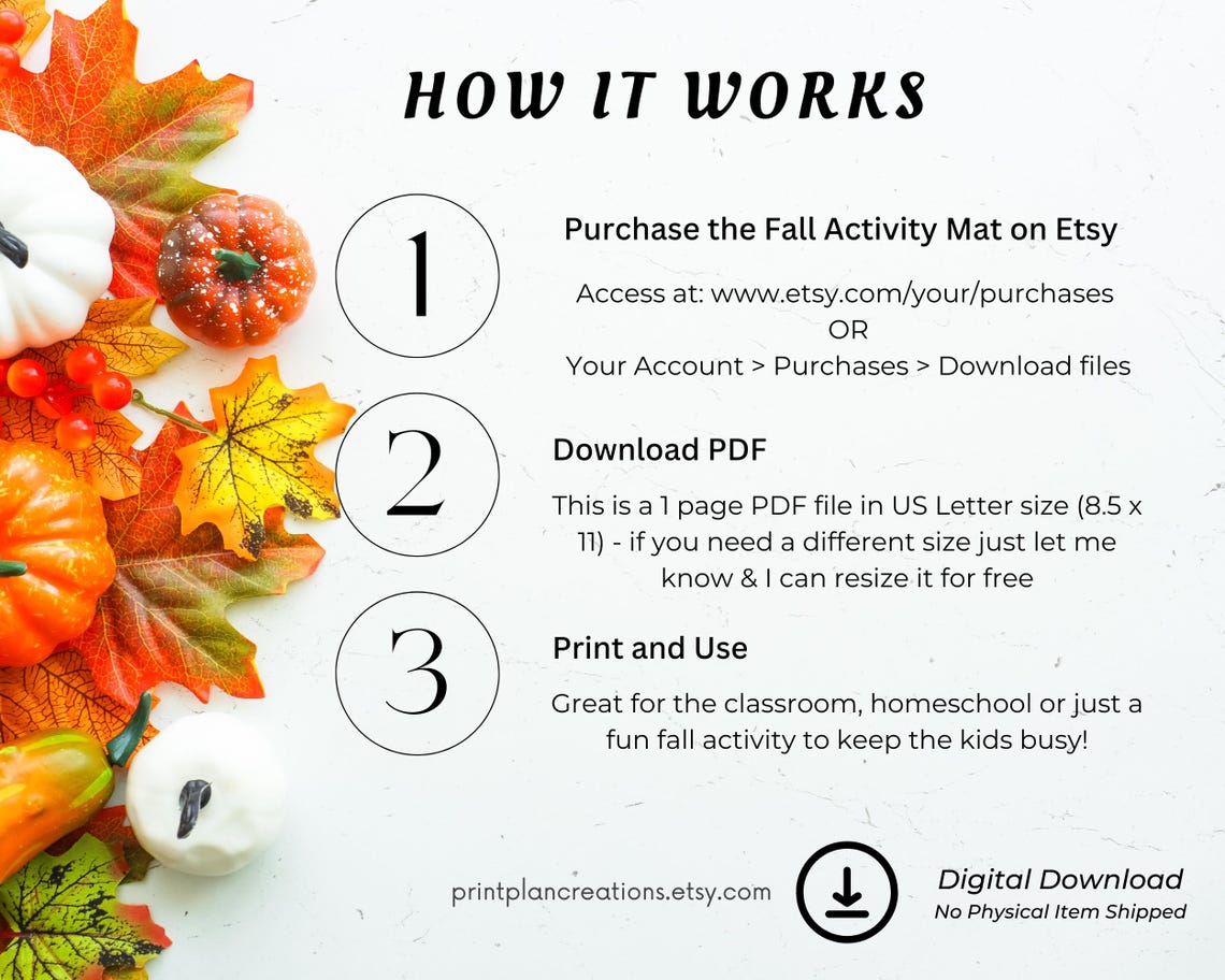 Printable Fall Activity Placemat, Fall Coloring Page, Autumn Activity ...