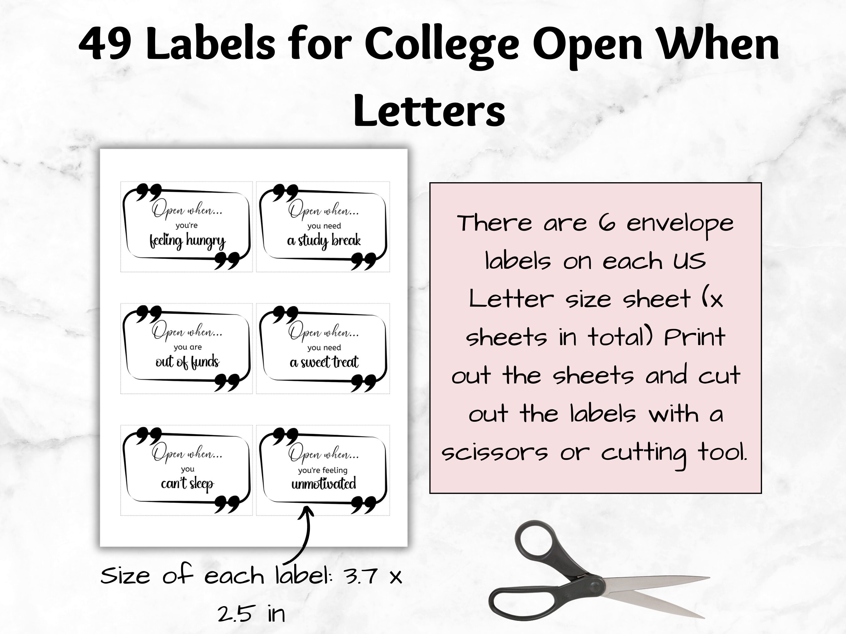 Printable Open When Envelope Labels, Open When Envelopes for College ...