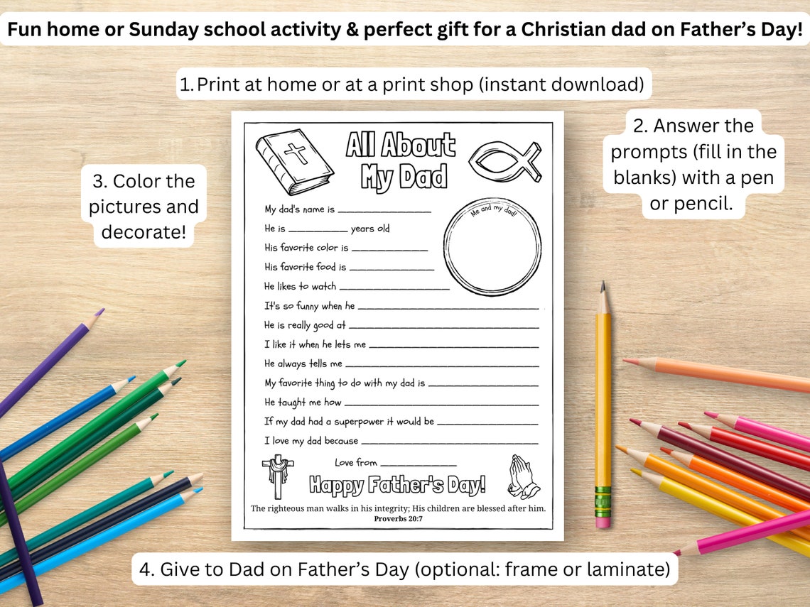 Father's Day Bible Craft, All About My Dad Printable Questionnaire ...